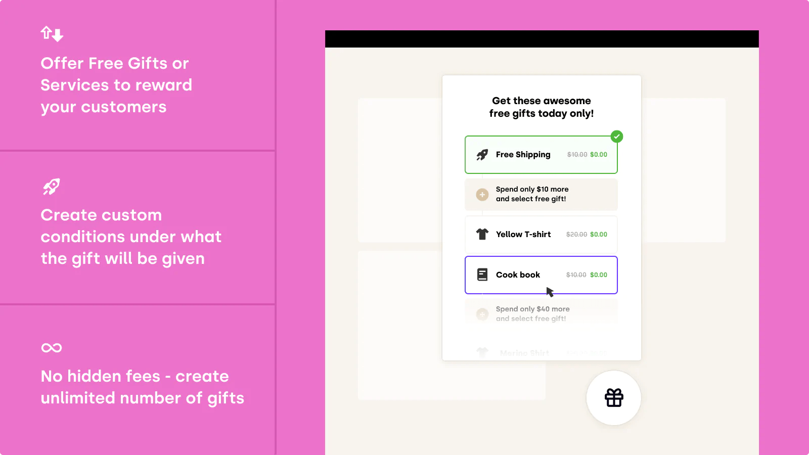 Aktualisierte Geschenkbox-App: Rabatte, Geschenke im Warenkorb und mehr