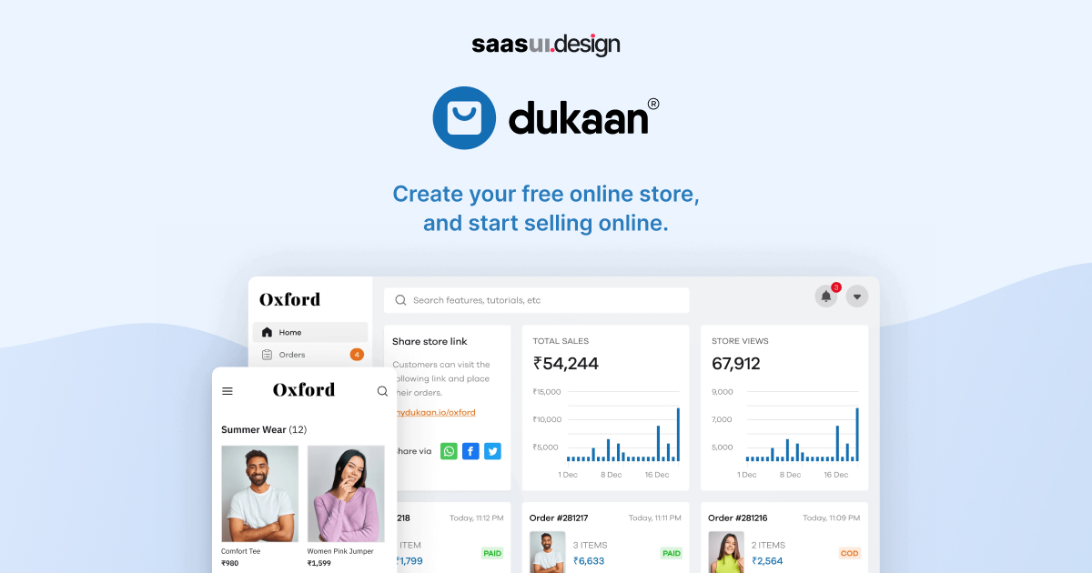 Dukaan | UI, UX Design | SaaS | Application Design | saas ui