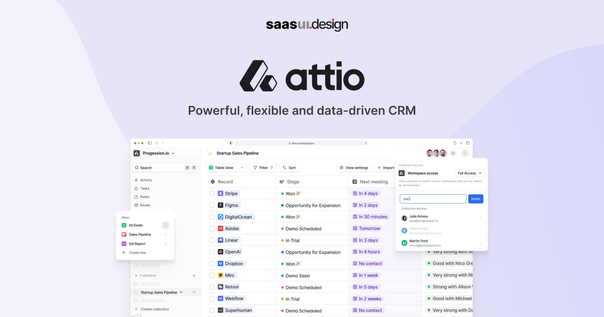 Attio | UI, UX Design | SaaS | Application Design | saas ui