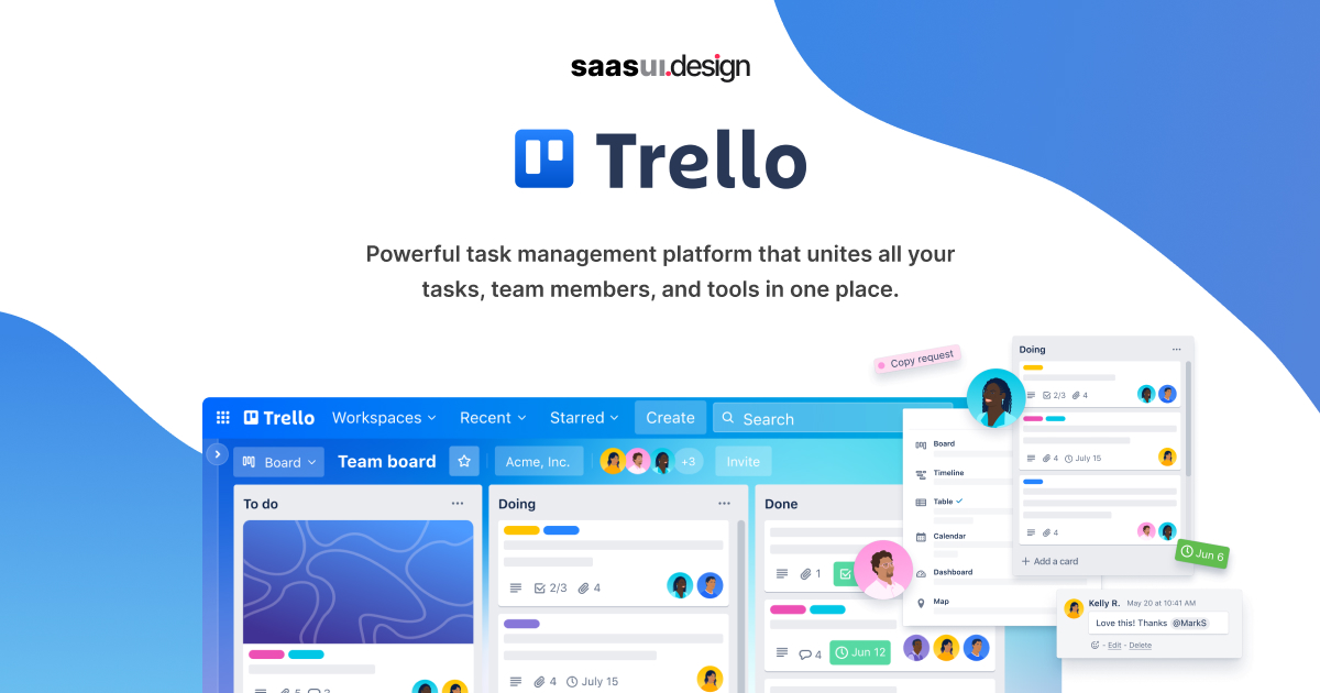 Trello | UI, UX Design | SaaS | Application Design | saas ui