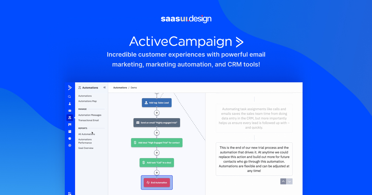 ActiveCampaign | UI, UX Design | SaaS | Application Design | saas ui