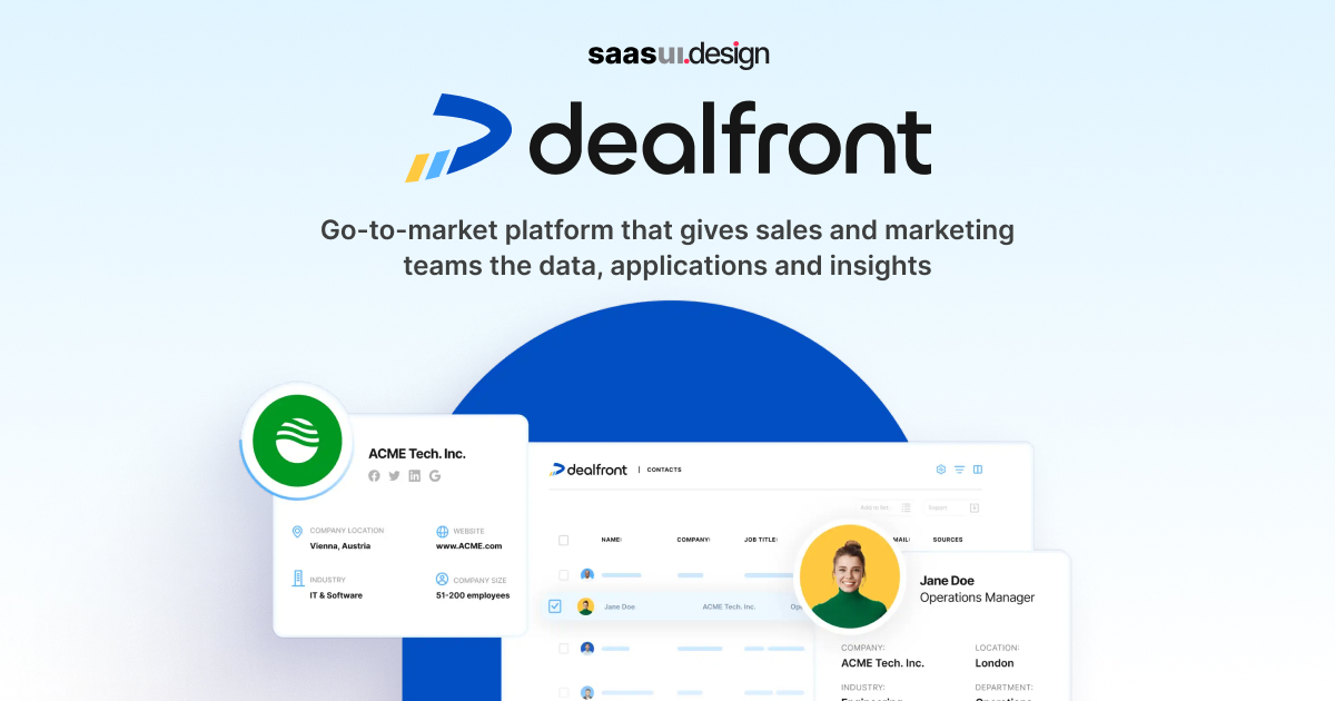 Dealfront | UI, UX Design | SaaS | Application Design | saas ui