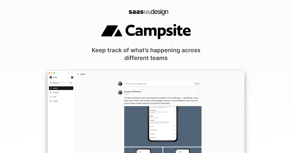 Campsite | UI, UX Design | SaaS | Application Design | saas ui