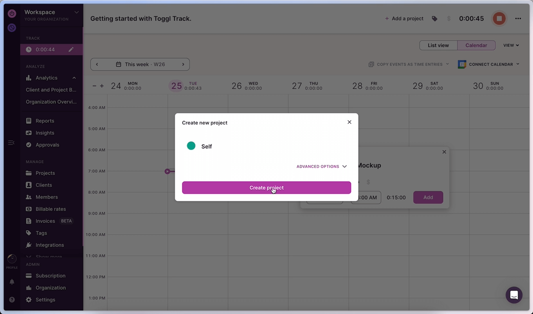 Toggl Track | UI, UX Design | SaaS | Application Design | saas ui