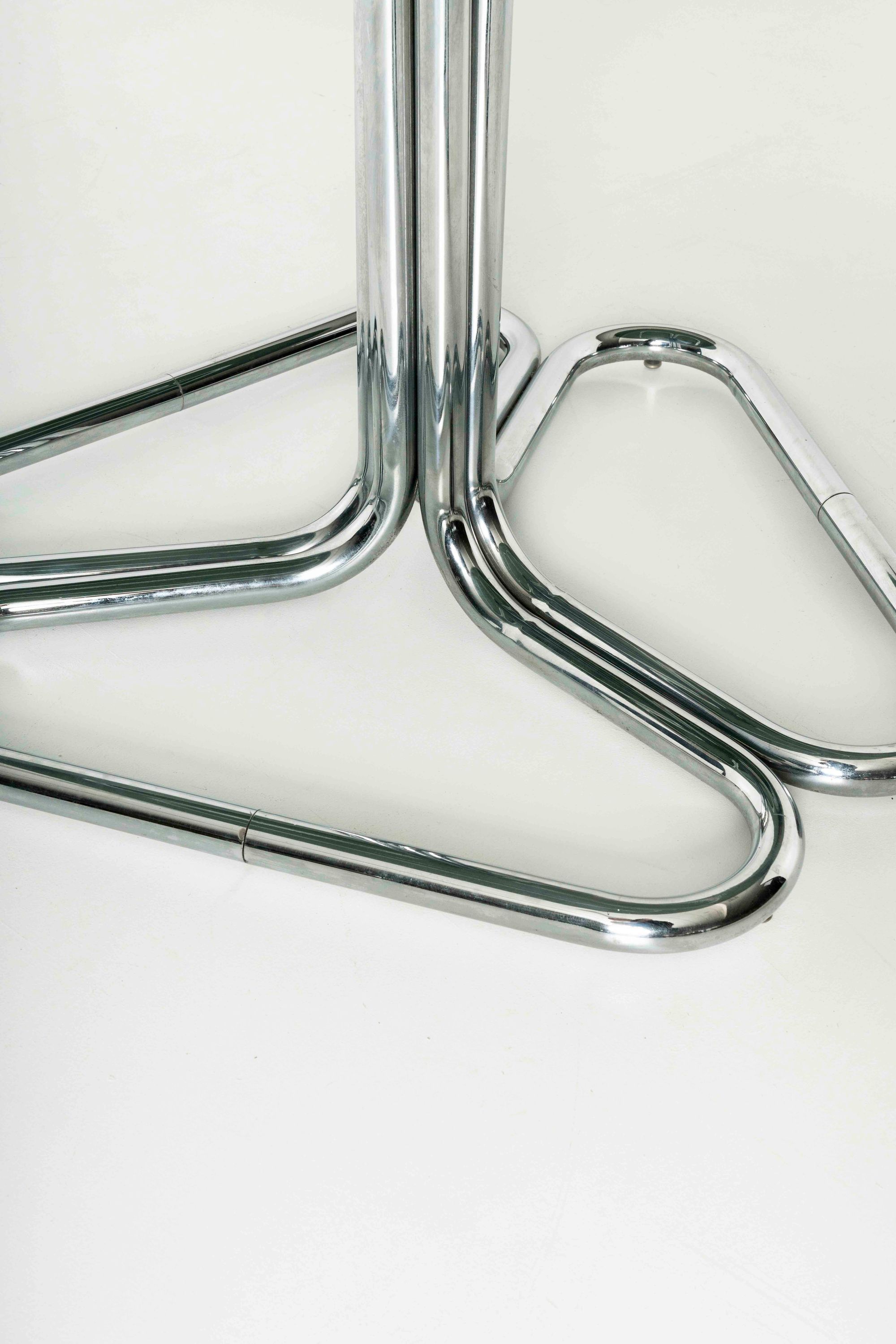 Tubular Dining Room Table in Chrome and Smoked Glass by Giotto Stoppino ...