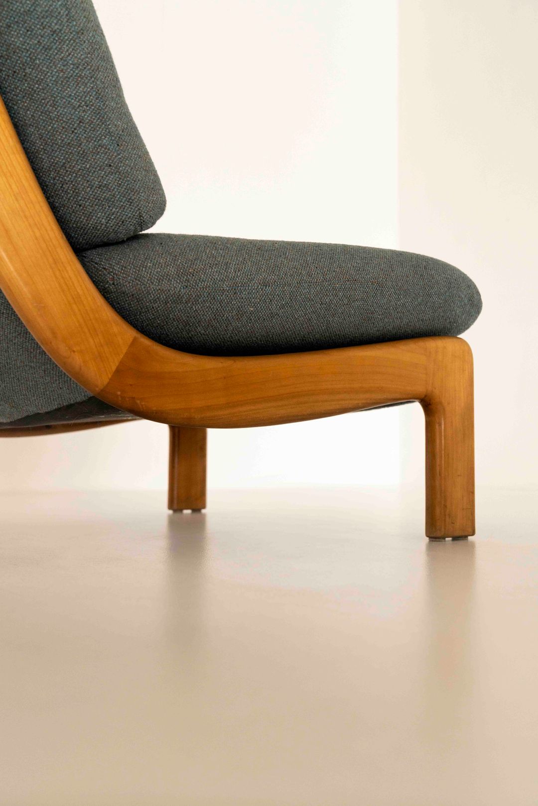 Easy Chair in Wood and Blue Fabric, 1970s | AtKris Studio