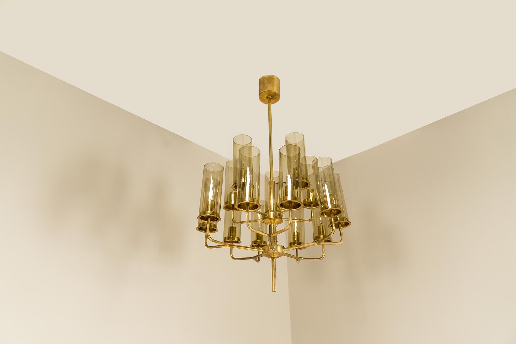Hans Agne Jakobsson Chandelier Model T434/15 in Brass and Glass, Sweden ...
