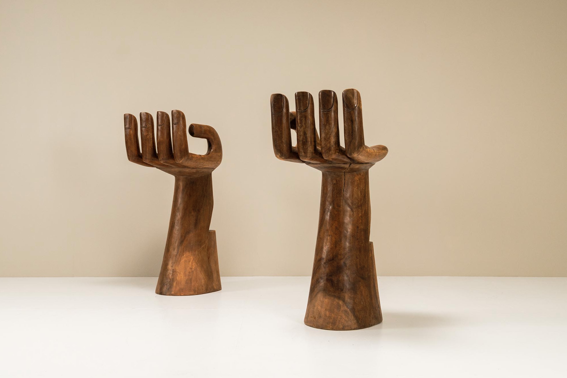 Sculptural Artisanal Hand-Shaped Stools in Wood, 1970s | AtKris Studio