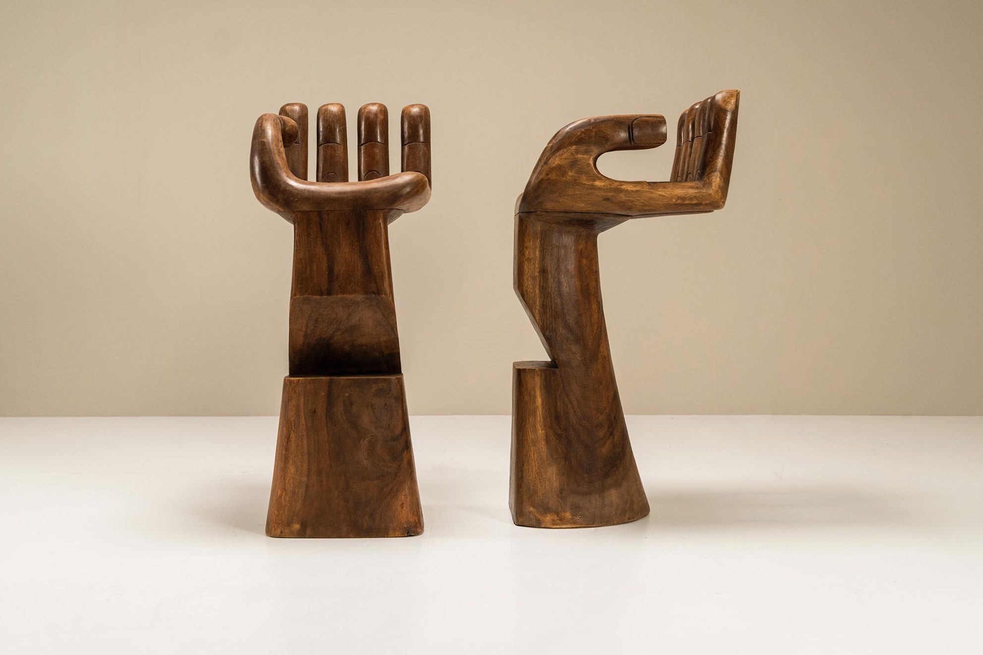 Sculptural Artisanal Hand-Shaped Stools in Wood, 1970s | AtKris Studio