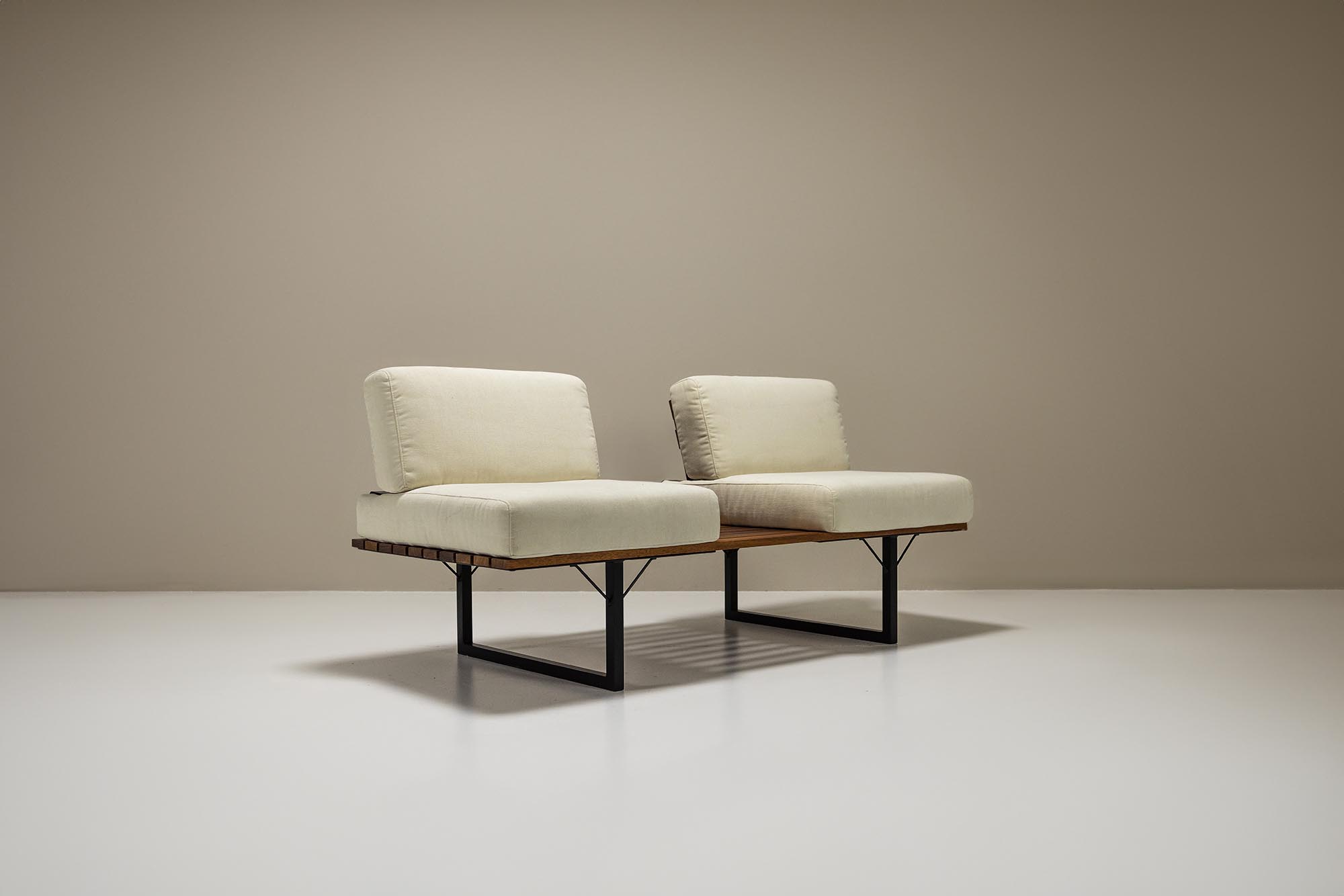 Jacques Borker Two Seater In Teak, France 1970's | AtKris Studio