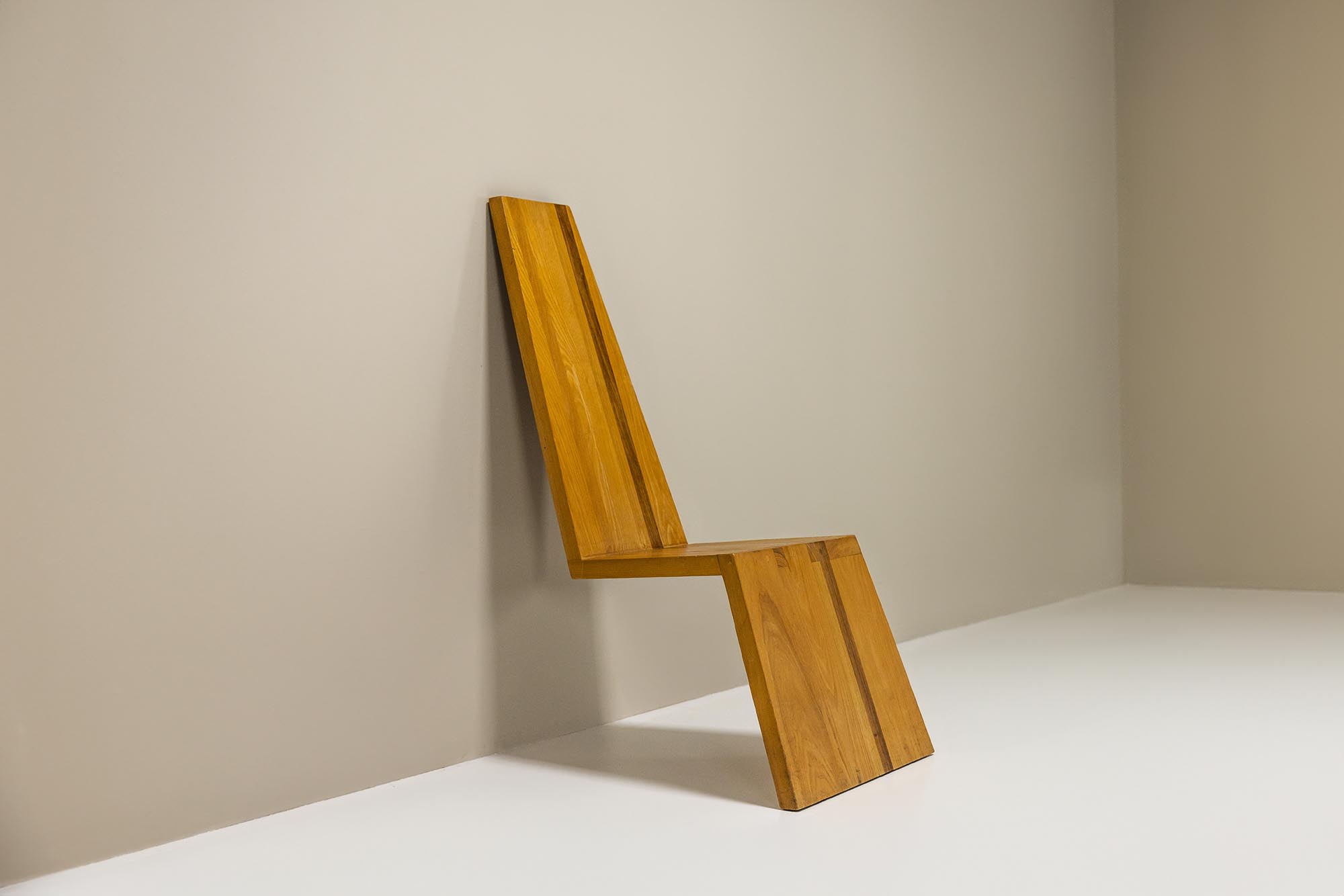 Minimalistic Wall Resting Chair In Oak by F. Weerkamp, Netherlands 1980 ...