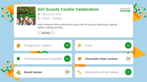 Online Potluck Sign Up App | with Lome