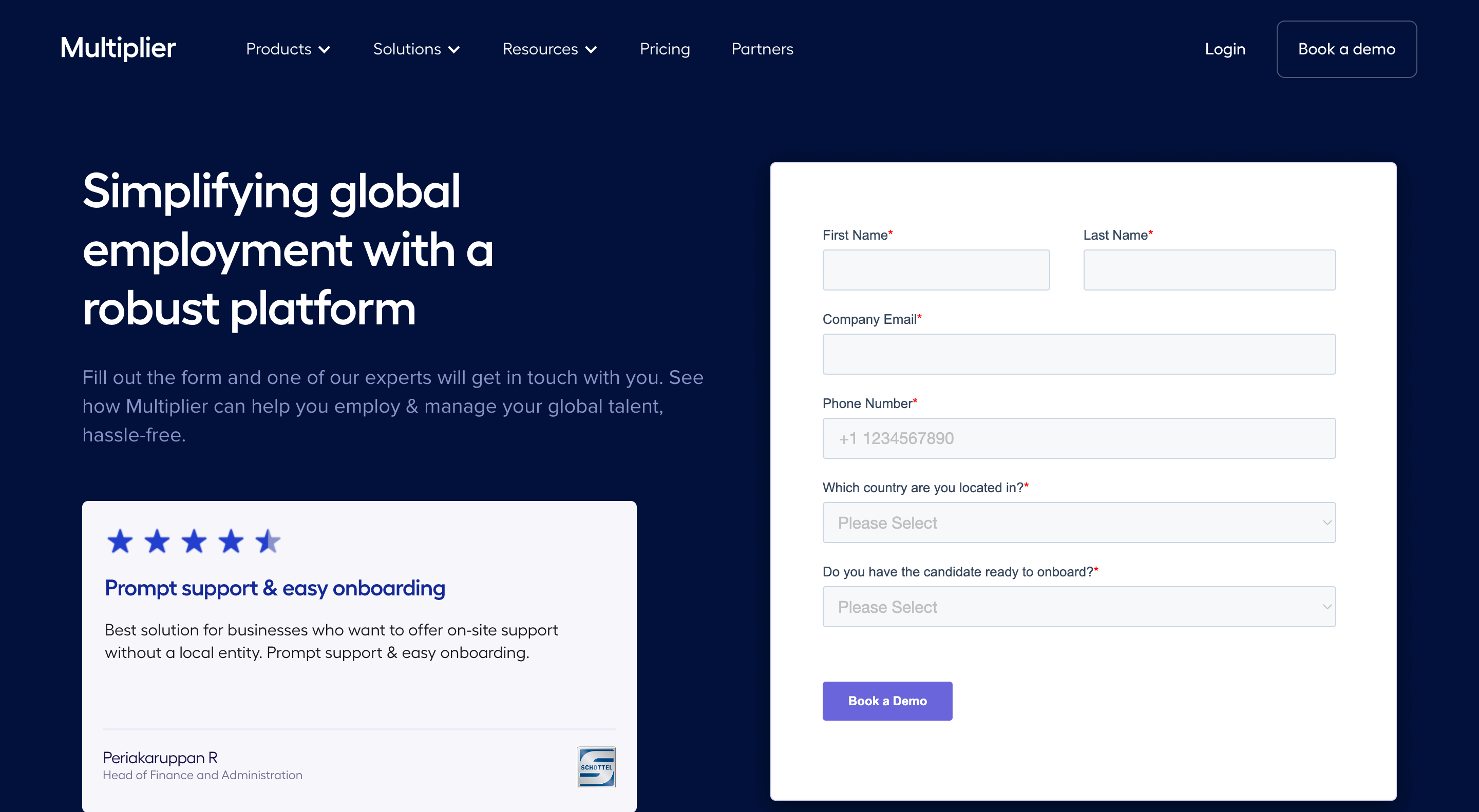 Book a Demo | Multiplier