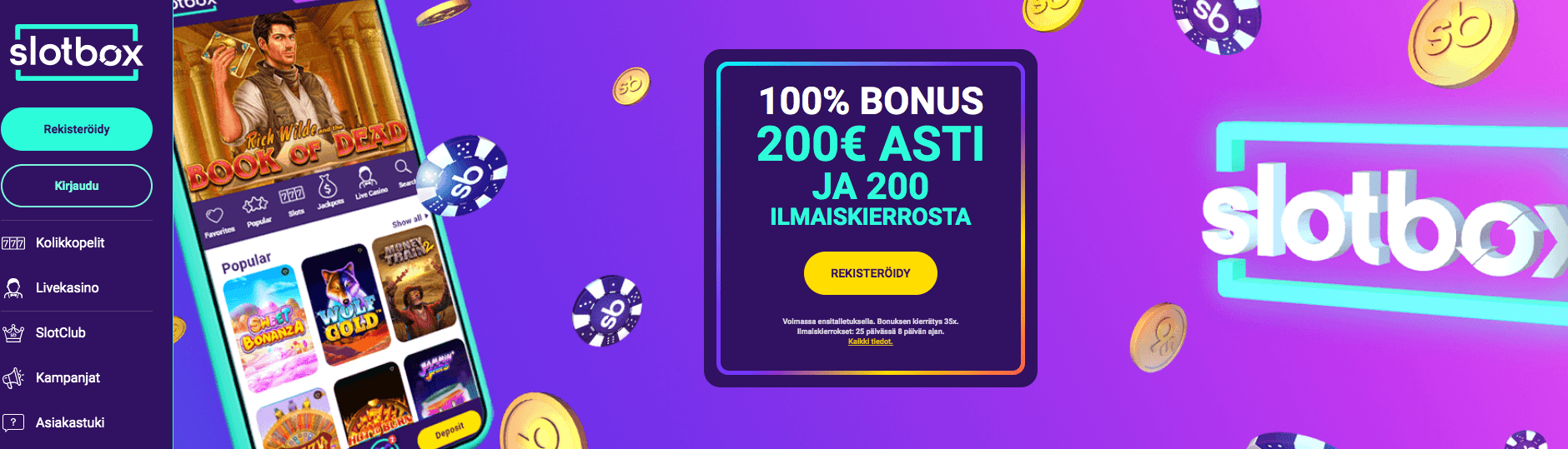 Slotbox Casino - €200 bonus ja ilmaiskierroksia - Kokemuksia