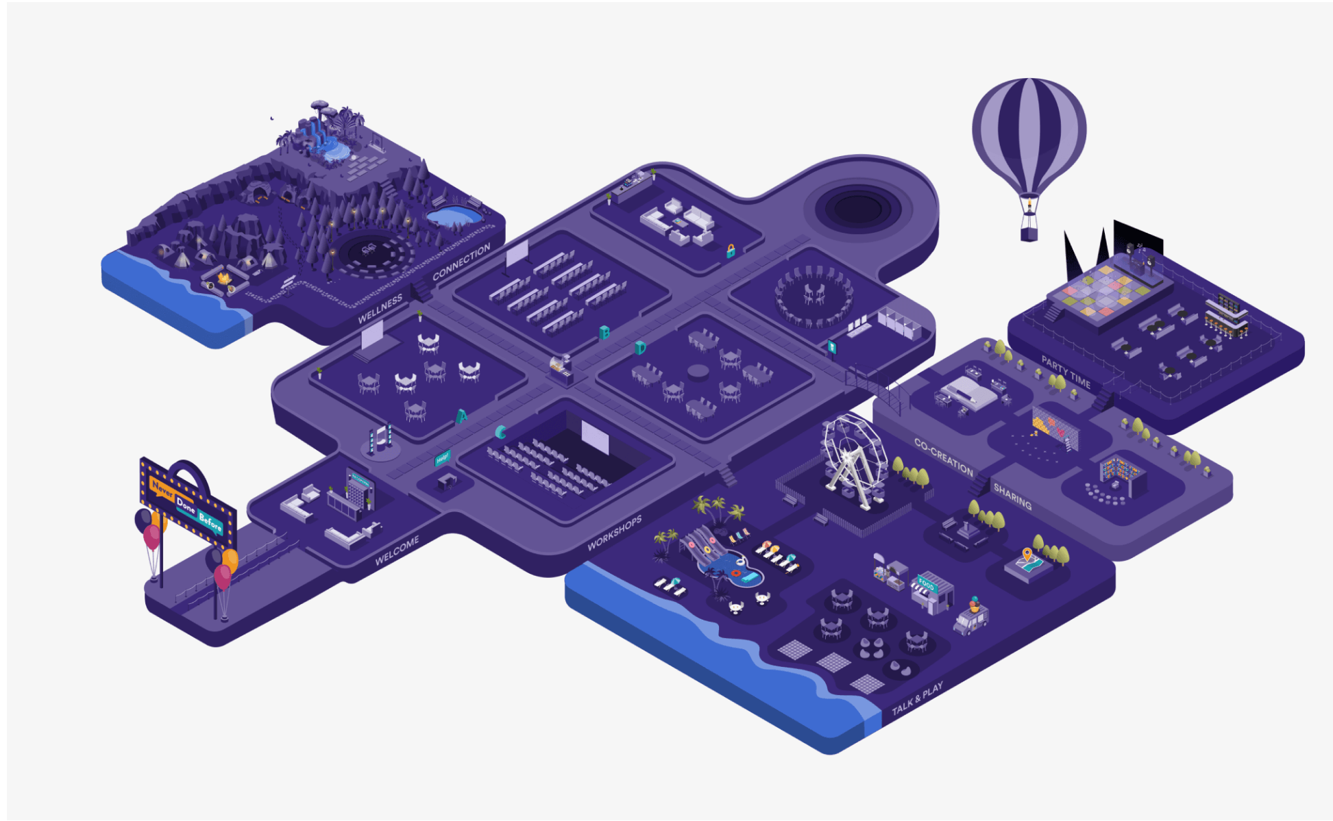 NeverDoneBefore - Virtual Conference Space Design in Welo