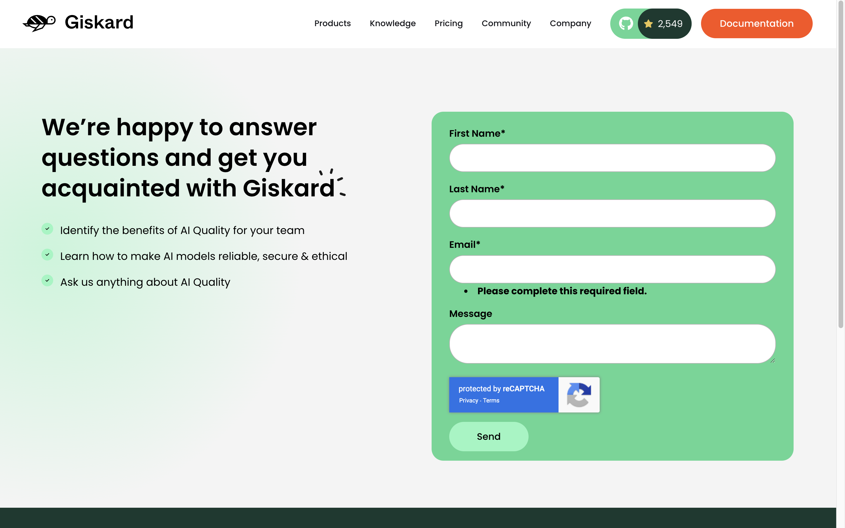 Giskard Contact | Let's get in touch!