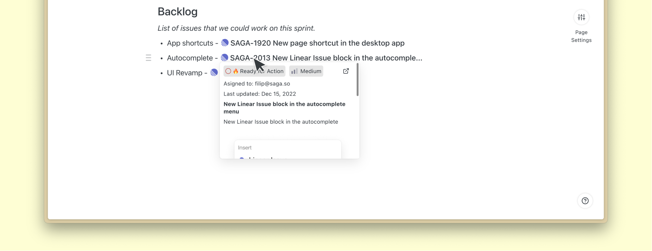 Linear Integration | Saga Guides