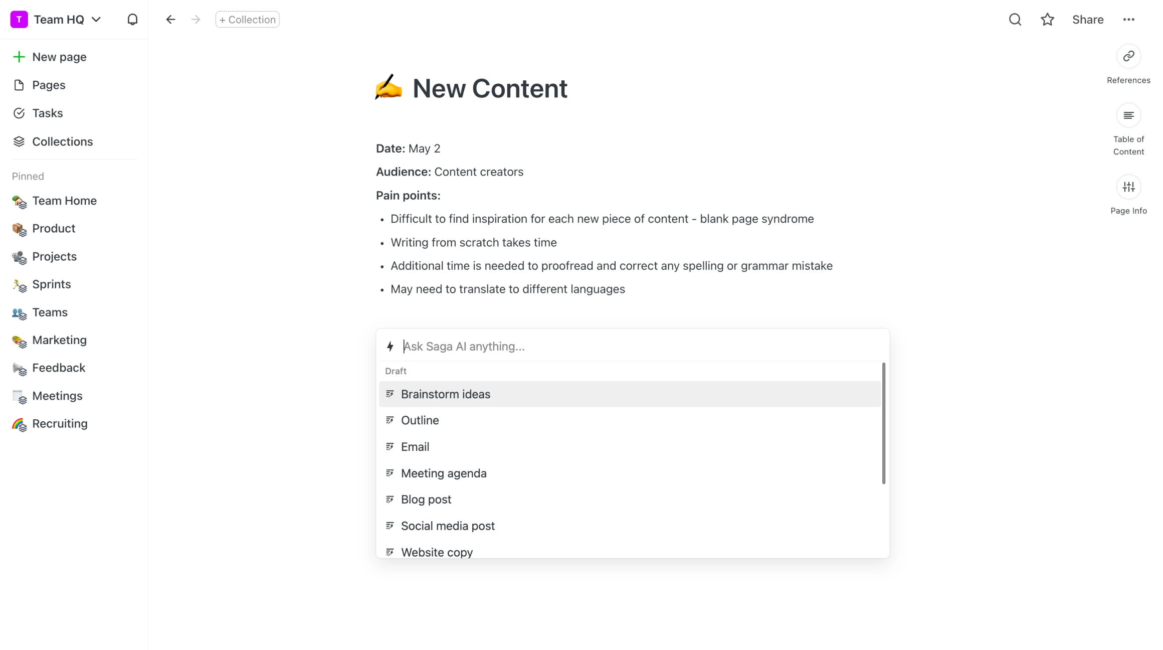 Saga AI Content Creation