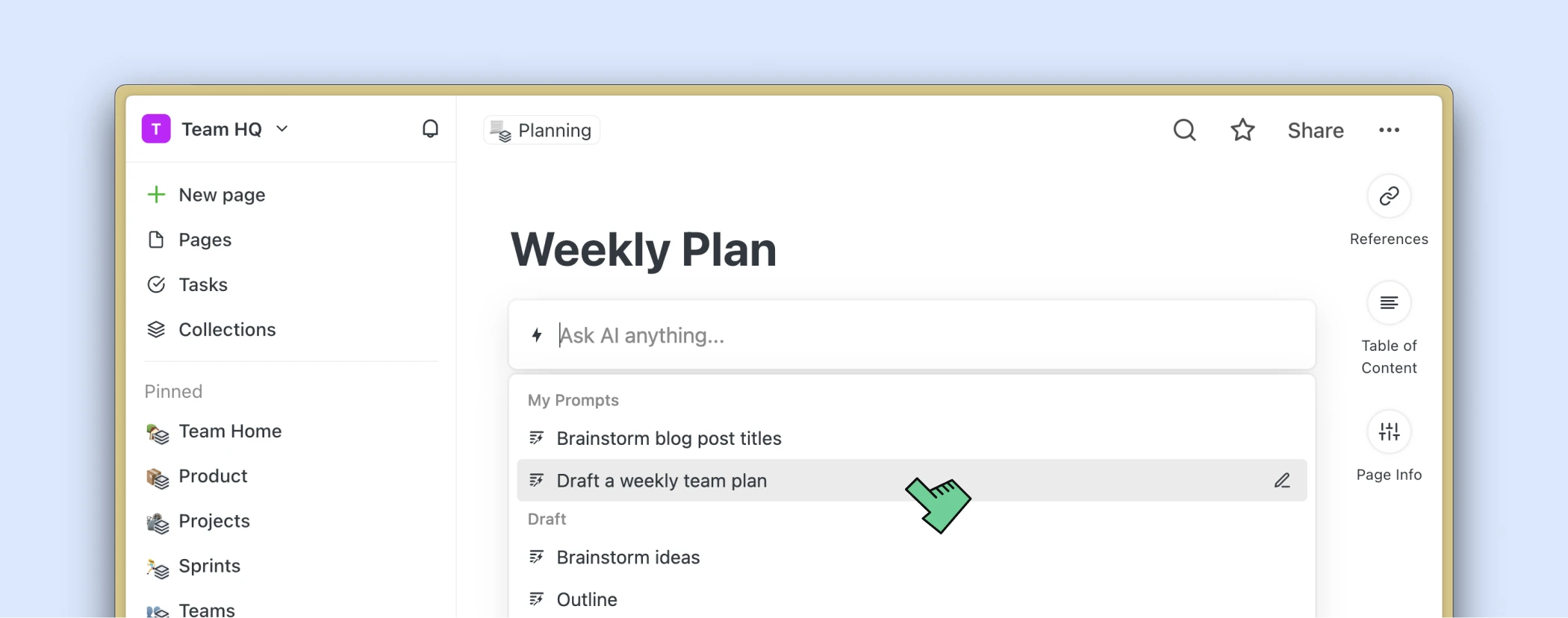 Custom AI Commands & Prompts | Saga Guides
