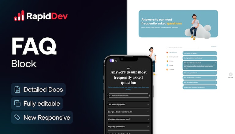FAQs responsive blocks - Growth - Webflow Ecommerce Website Template