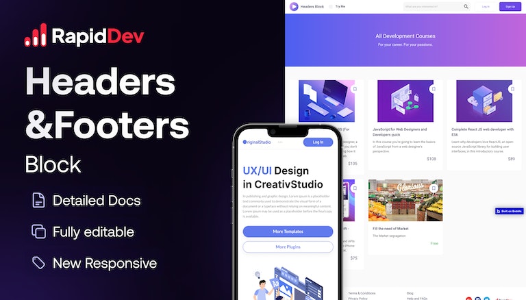 Headers & Footers Block - Growth - Webflow Ecommerce Website Template