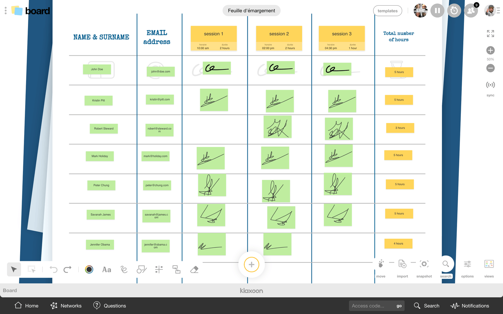Attendance sheet: ask trainees to sign an attendance sheet for a ...