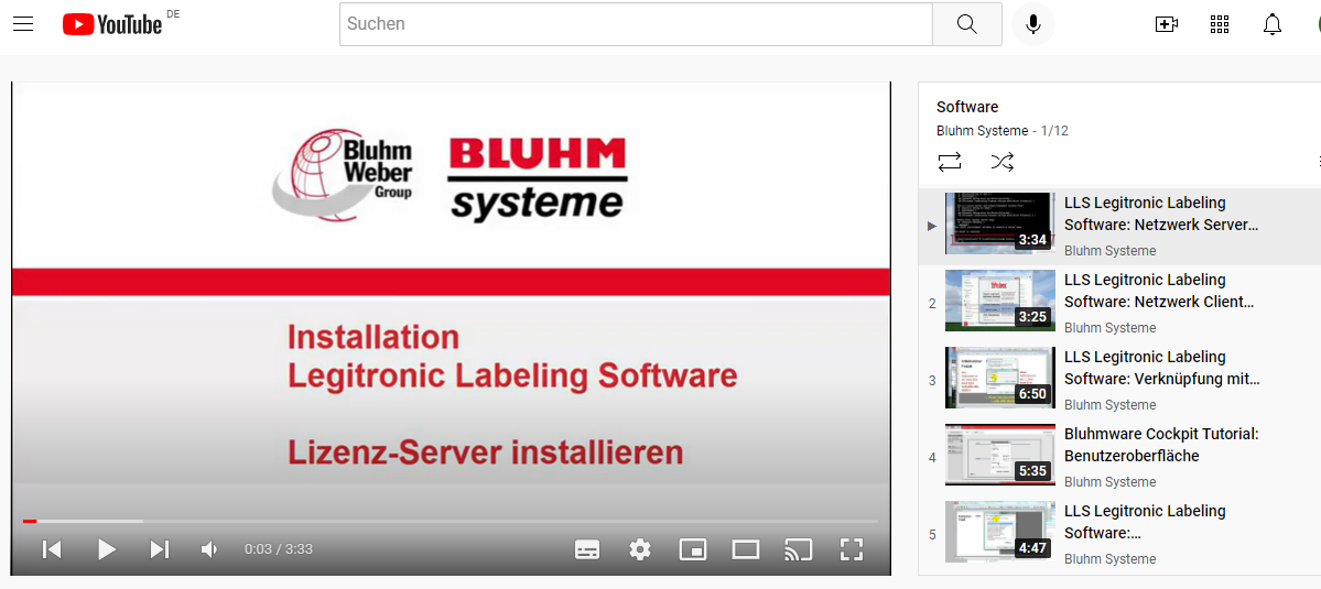 Support Videos – Bluhm Systeme GmbH – GS1 PINE