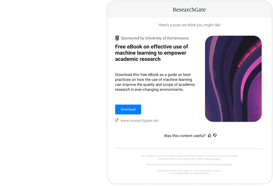 Sponsored Emails | ResearchGate Scientific Recruitment Solutions