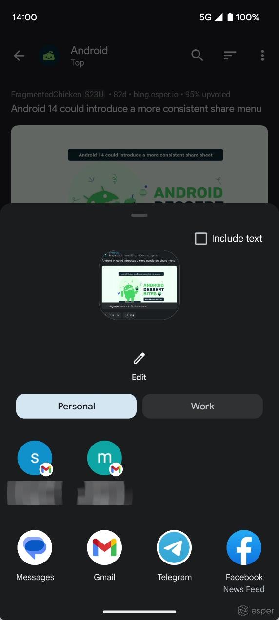 5 ways Google is making the share sheet better in Android 14 | Esper Blog