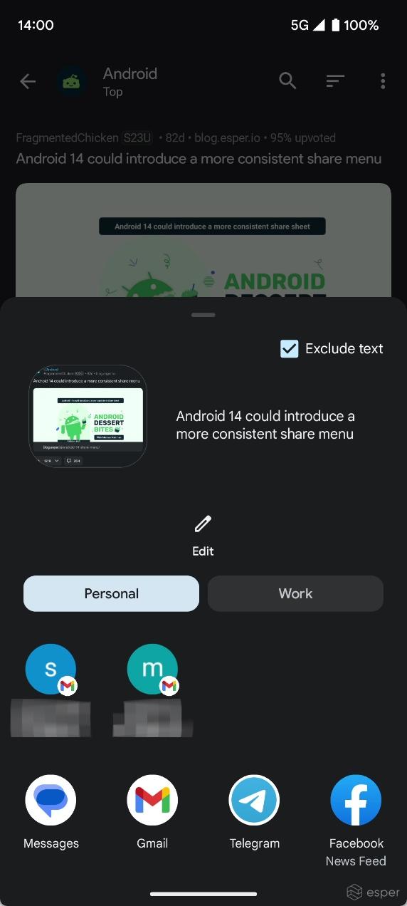 5 ways Google is making the share sheet better in Android 14 | Esper Blog