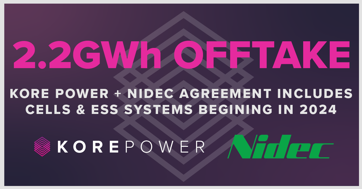 KORE Power, NIDEC Announce Multi-Year Offtake Agreement, Framework for ...