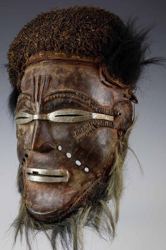 Kuba/Lele Mask With Unusual Addition of Aluminium Decorative Bands ...