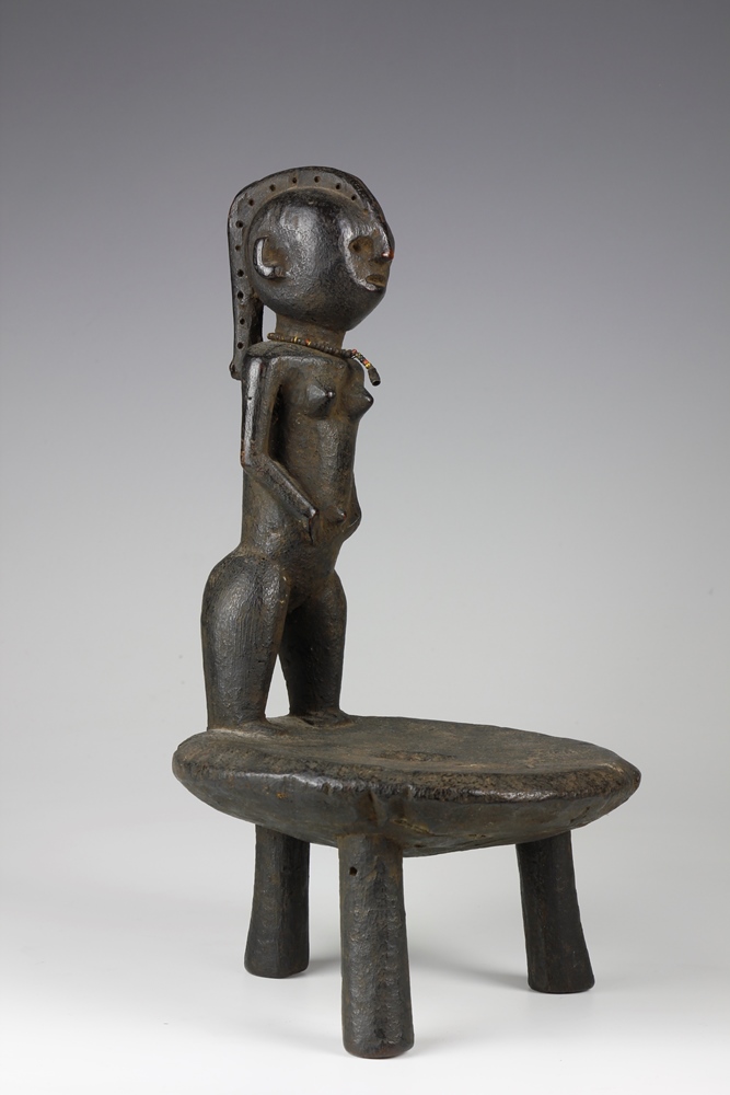1940's Zaramo Traditional Healer's Platform/Stool With Carved Standing ...
