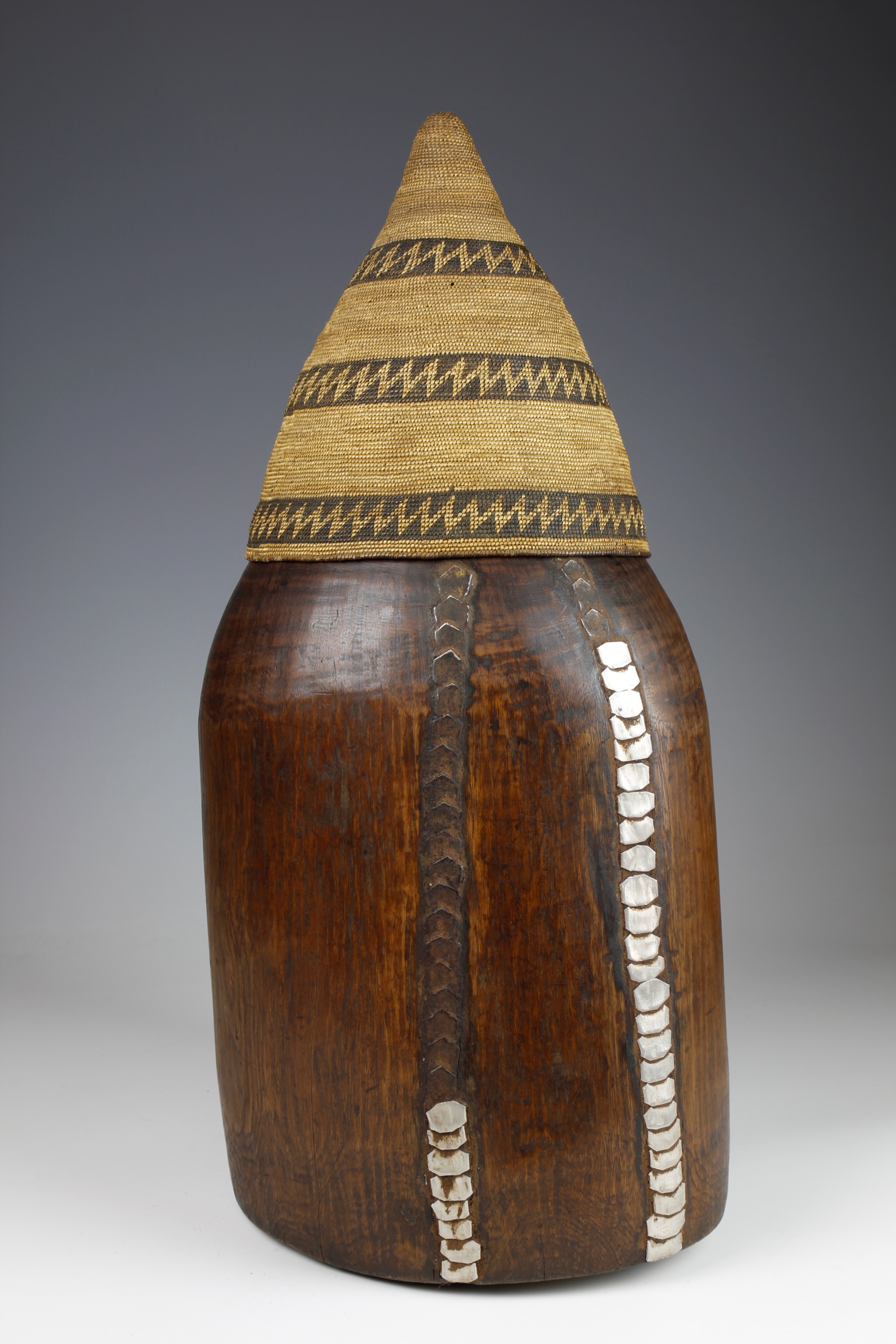 Large Tutsi Container With Rows of Traditional Metal Restorations ...
