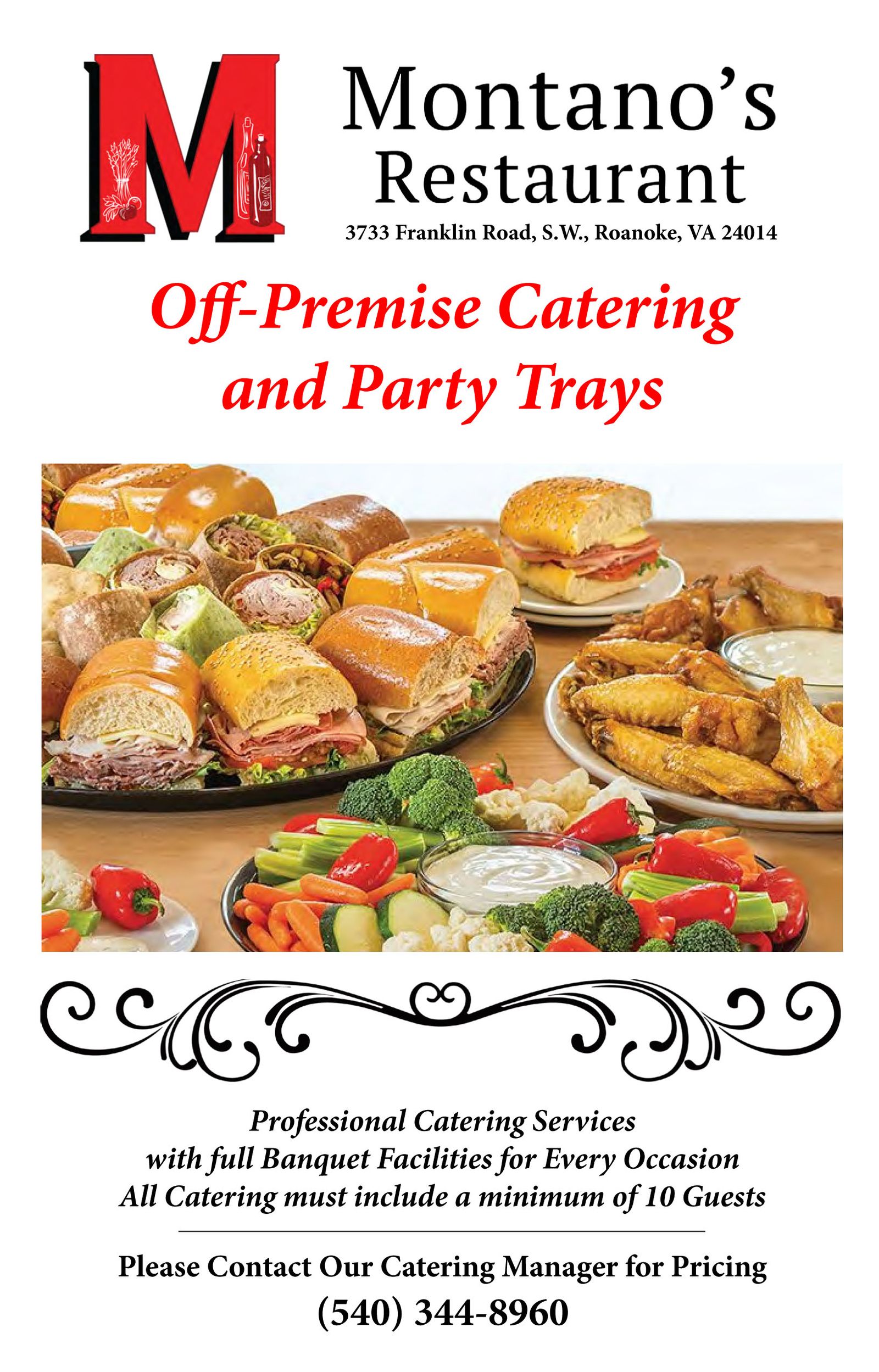 Montano's Off-Premise Catering Menu