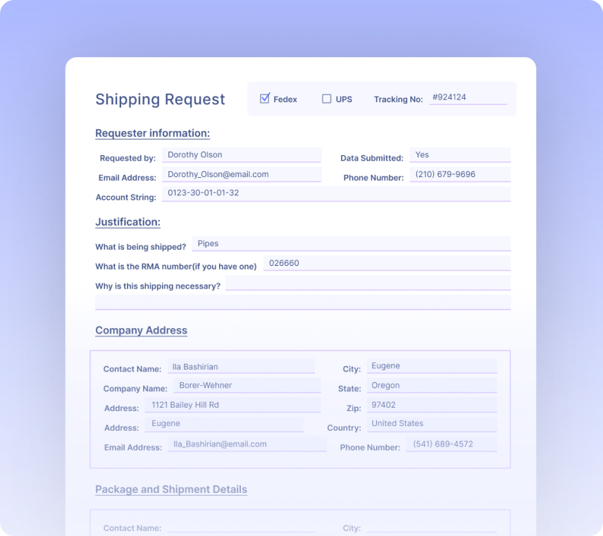 Shipping Request Form OCR & Automated Workflows