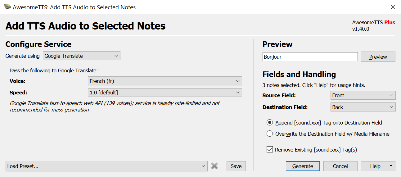 AwesomeTTS: Batch Generation