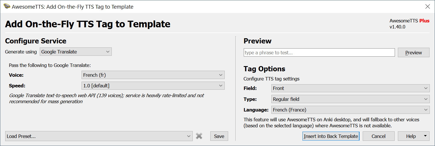 AwesomeTTS: On the fly TTS