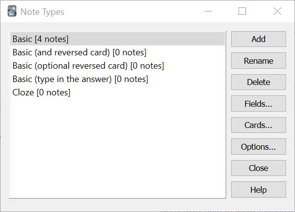 Anki: Configuring Note Types