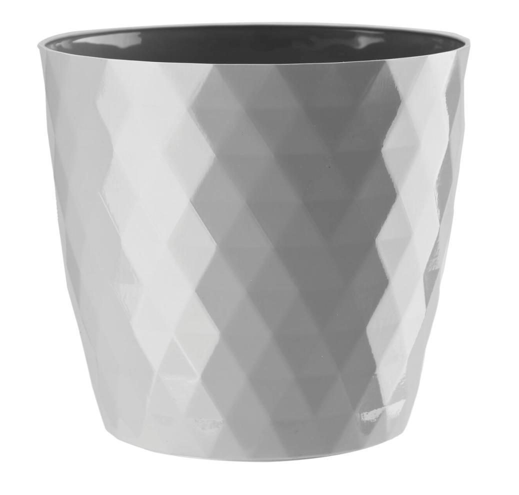 Grey Crystal plant pot cover without drainage holes.