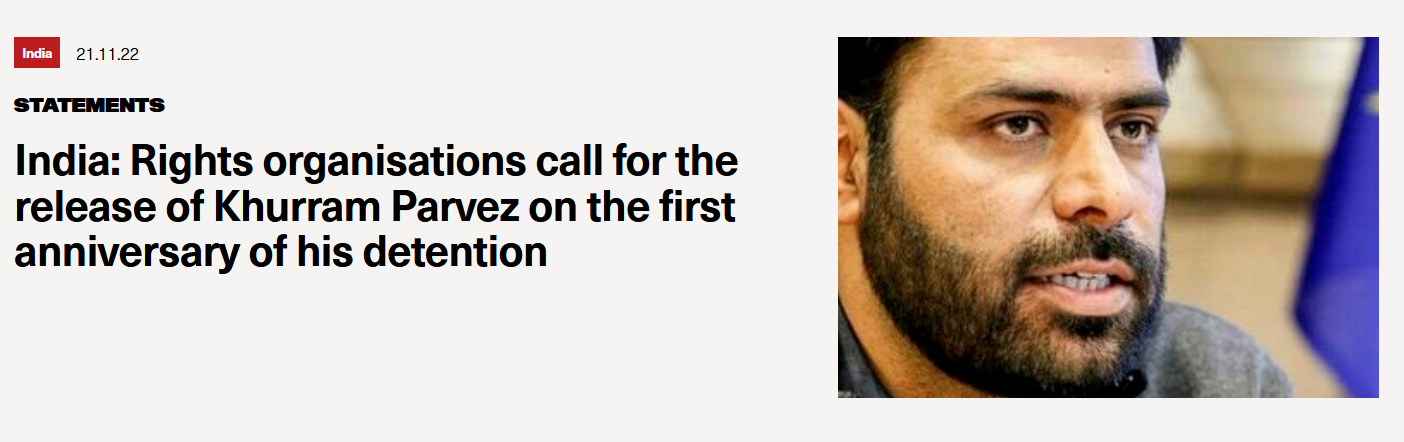 Human rights organisations call for the release of Khurram Parvez after ...