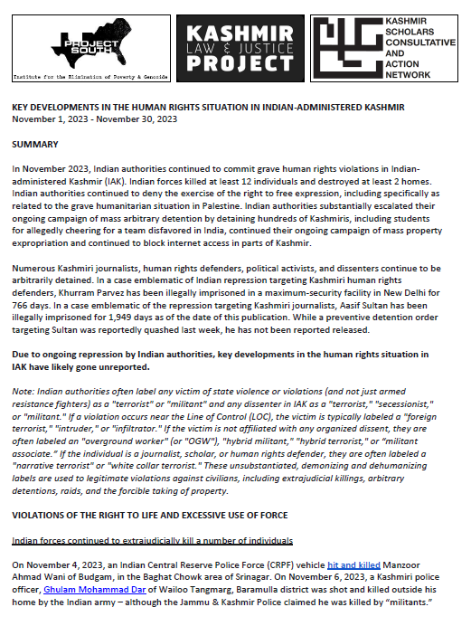 Key Developments in the Human Rights Situation in Indian-Administered ...