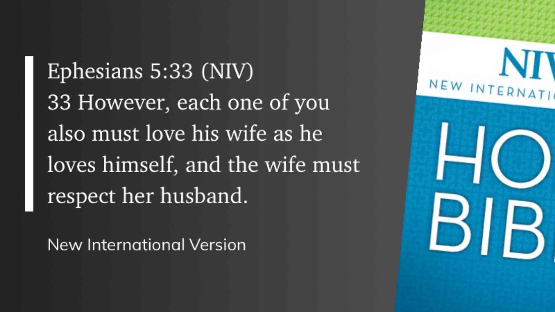 Whatever the Issue, Ephesians 5:33 Works!