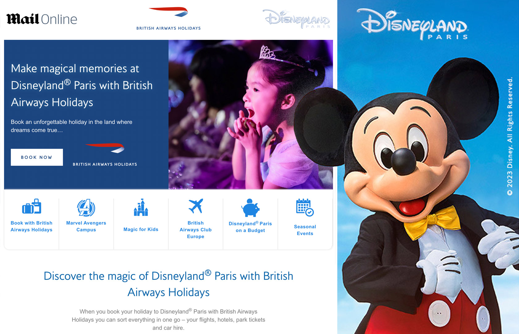 British Airways Holidays Landing Page design