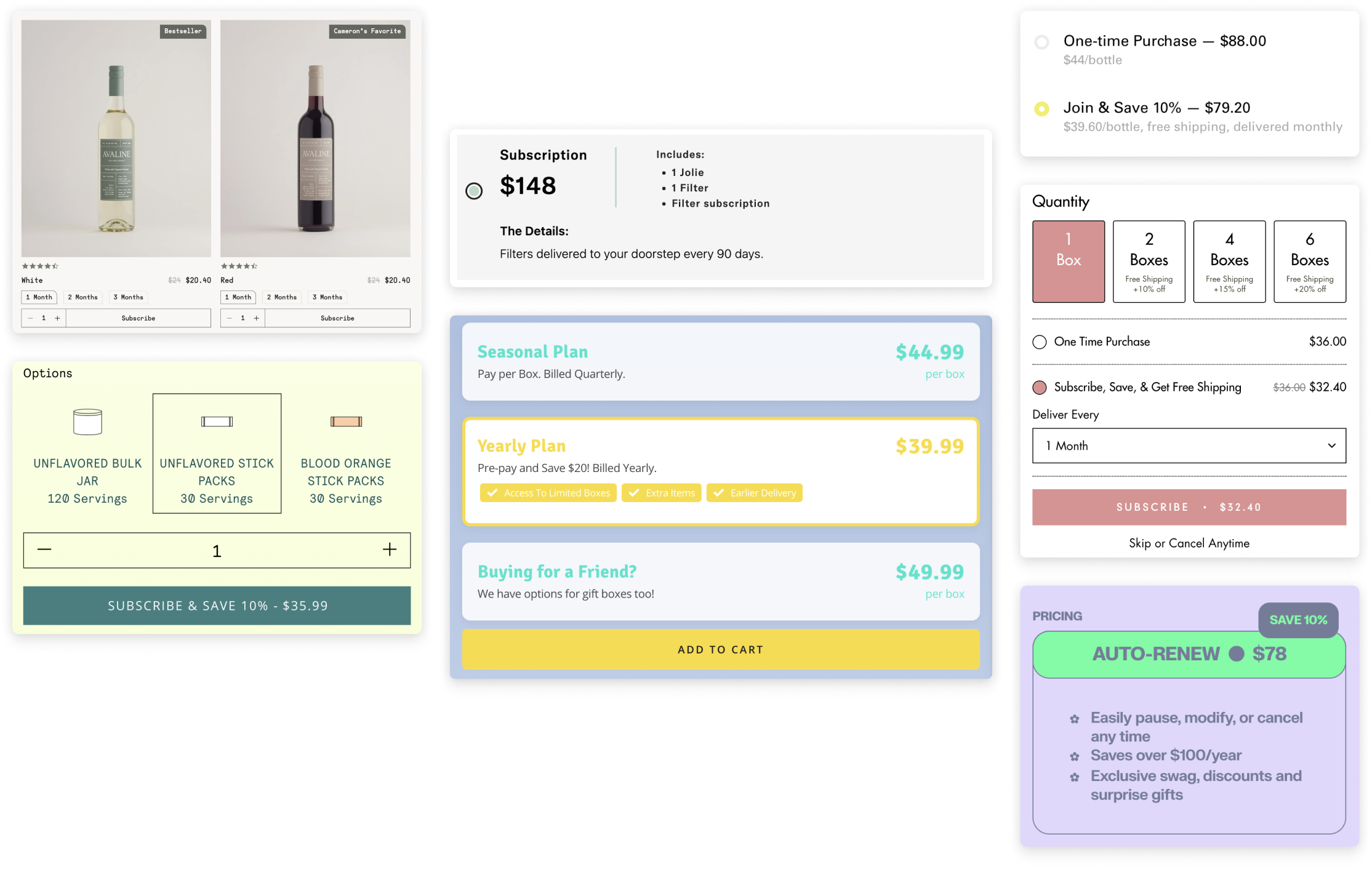 screengrabs of subscribe options