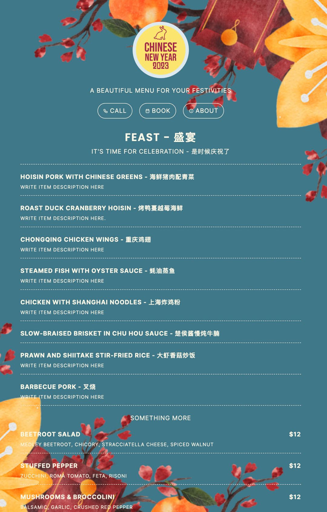 Free Chinese New Year Menu Template | Menuzen