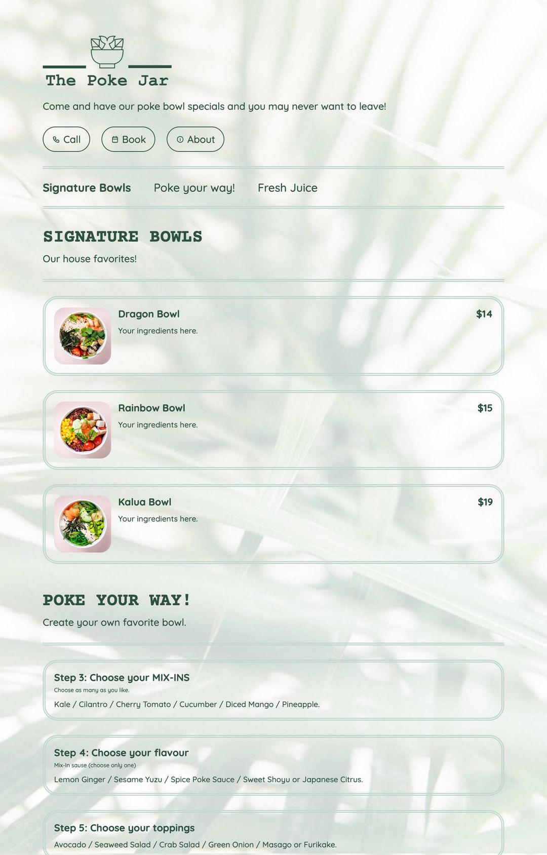 Free Fusion Menu Template | Menuzen