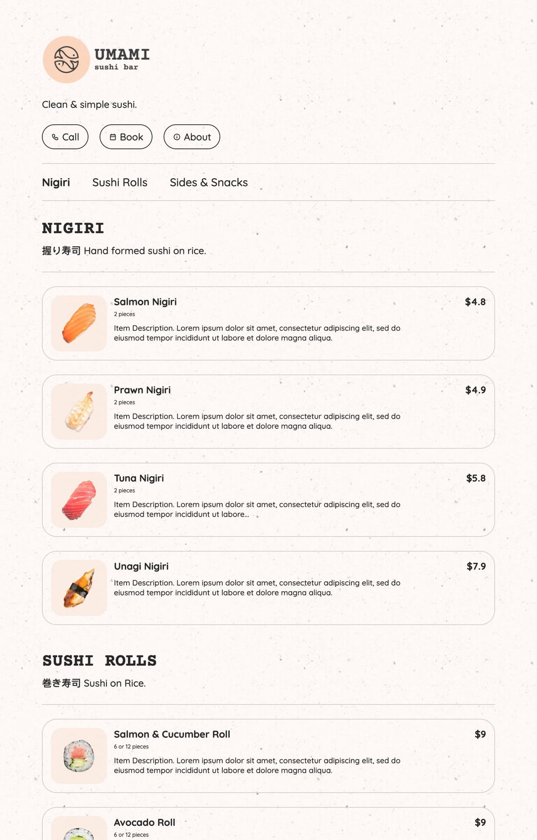 Free Sushi Menu Template | Menuzen