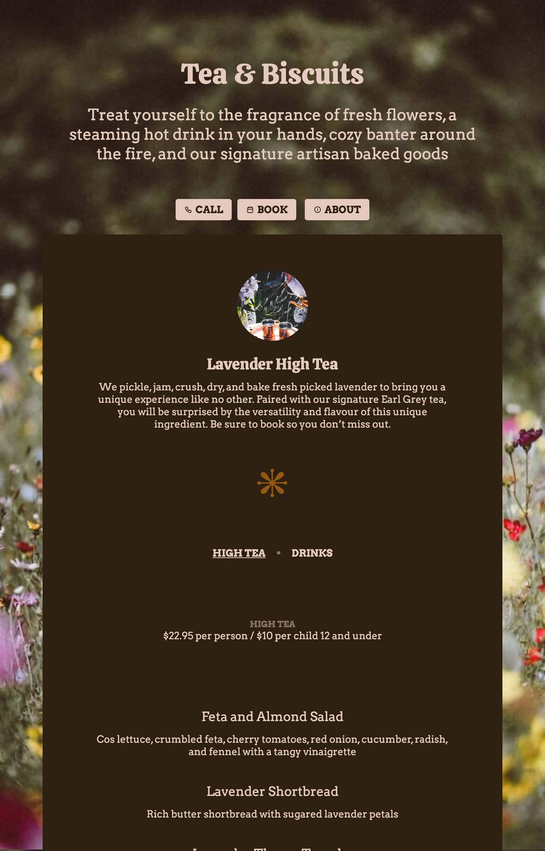 Free Afternoon Tea Menu Template | Menuzen