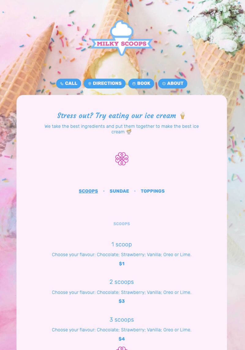 Free Ice Cream Menu Template | Menuzen